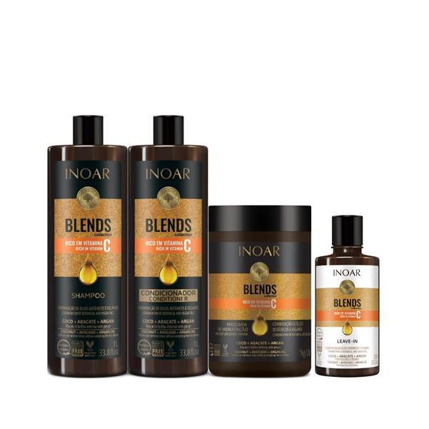 Inoar Coleção Blends Shampoo+Condicionador 1L+Mascara 1Kg+Leave-in ...