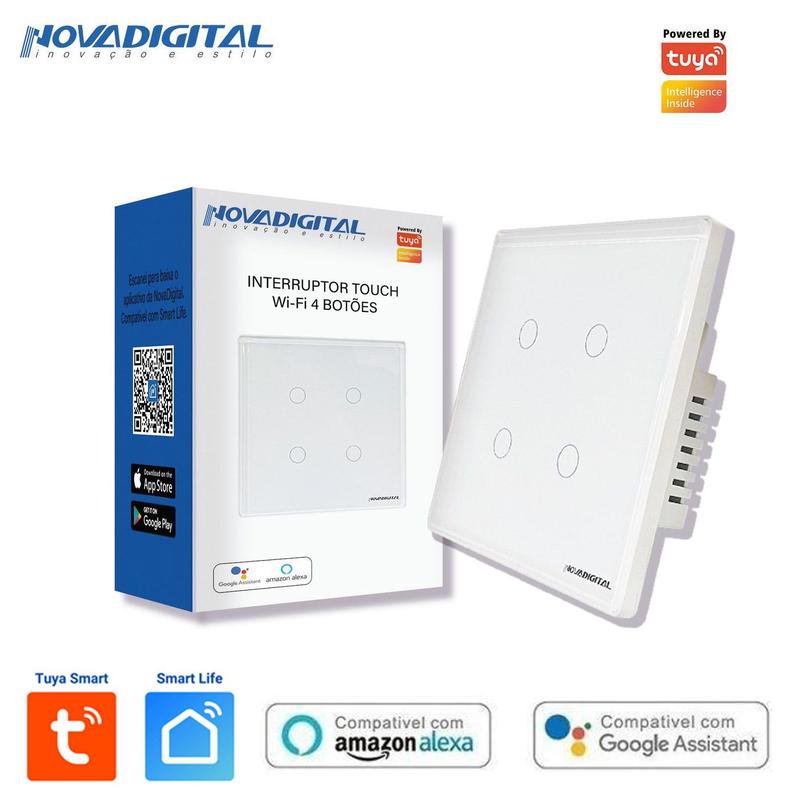 Interruptor Inteligente Nova Digital de 4 Botões Padrão 4x4 ...