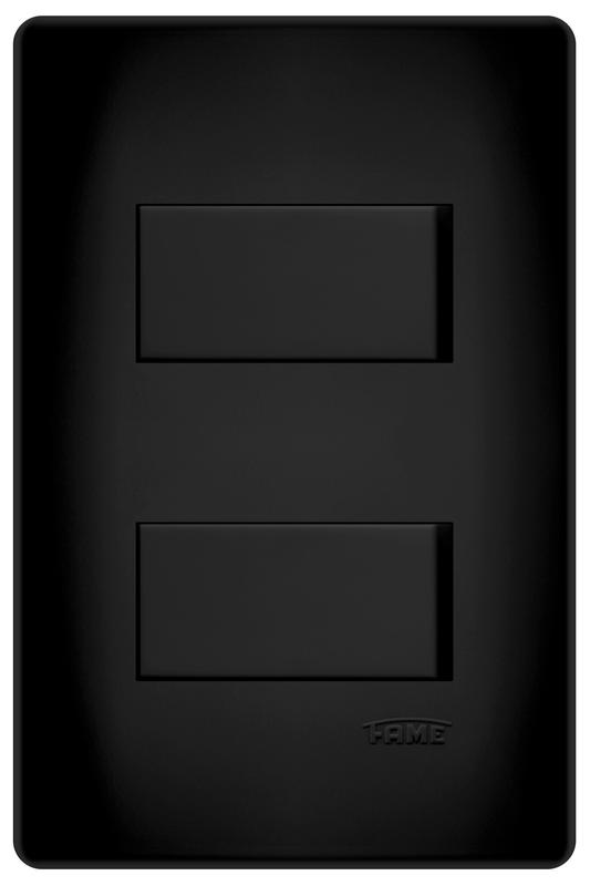 Interruptor Simples 4x2 com 2 teclas preto acetinado Fame - Espelho ...