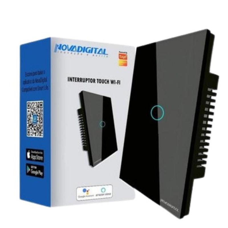 Interruptor Touch 1 Botão Wifi Nova Digital WS US2 W PRETO ...
