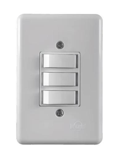 Interruptor Triplo 3 Teclas Simples 4x2 BR Completa 250V C/ Placa- 5 ...