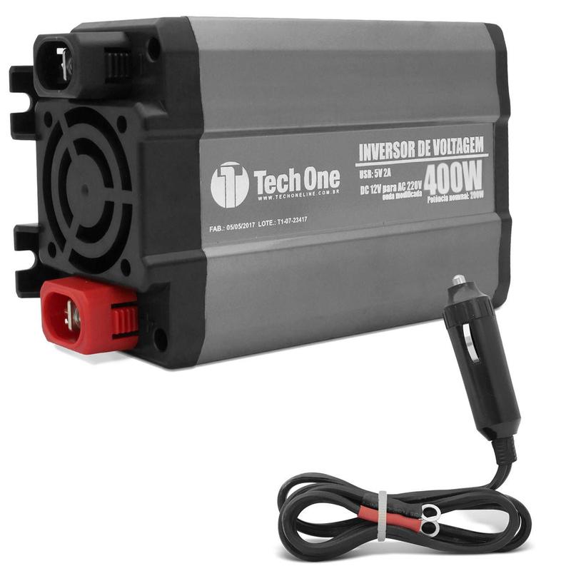 Inversor de Voltagem Tech One 400W 12V para 220V Conversor Tomada USB - Elétrica de Carro ...