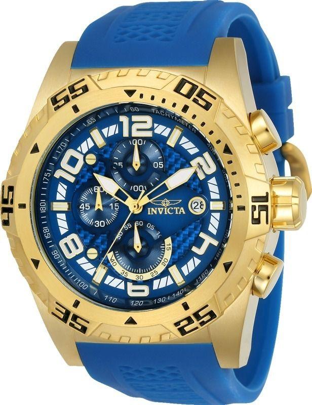Invicta Pro Diver Masculino Modelo 24713 Dourado Cor da correia Azul ...