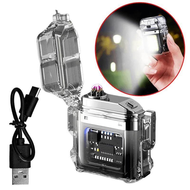 Isqueiro Elétrico Plasma Recarregável USB Com Lanterna A Prova De Vento ...