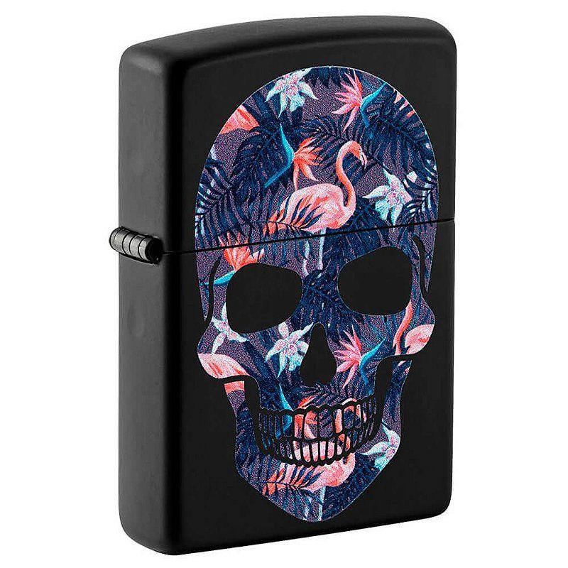 Isqueiro Zippo 49771 Classic Flamingo Skull Preto Fosco - Isqueiro ...