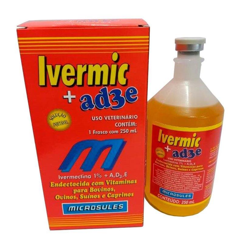 Ivermic + AD3E 1% Ivermectina Microsules Oleoso Injetável 250ml ...