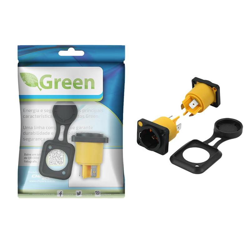 Jack Cb Power Fêmea Pcon Conector Plug Powercon In p/ Painel - GREEN ...