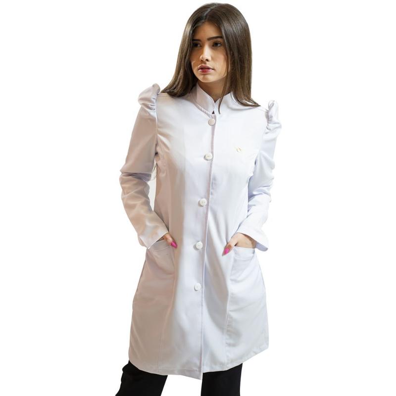 Jaleco Ágata Branca com Manga Bufante G Gola Padre Feminino - Allstate - Jaleco Médico ...