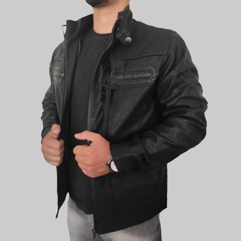 Jaqueta de couro masculina Motoqueiro - Tbasics - Jaqueta de Motoqueiro ...