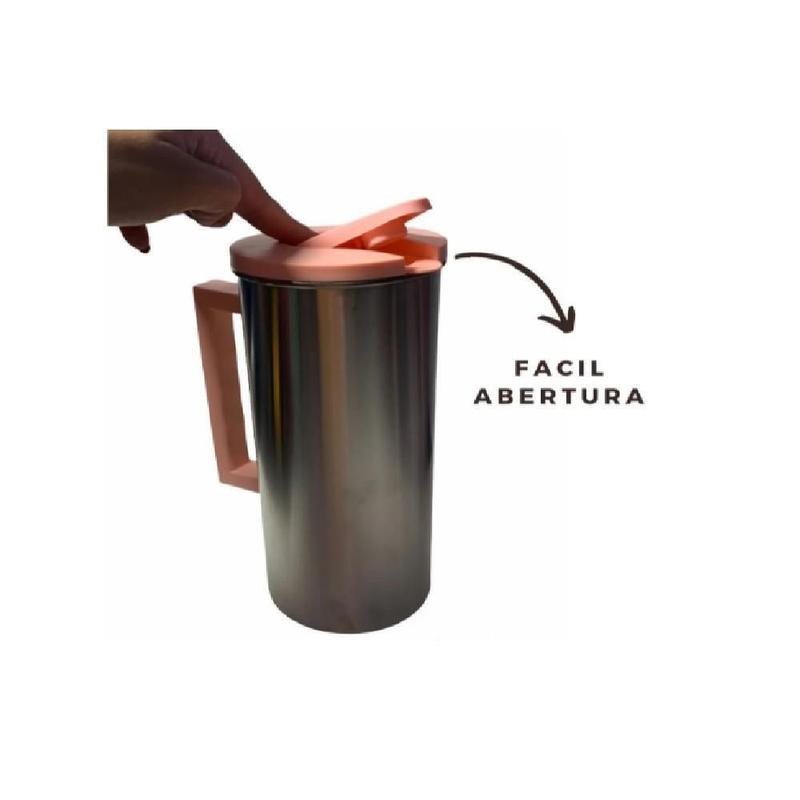 Jarra De Inox Com Tampa E Alca De Plastico 1600Ml Rosa- - Wincy ...