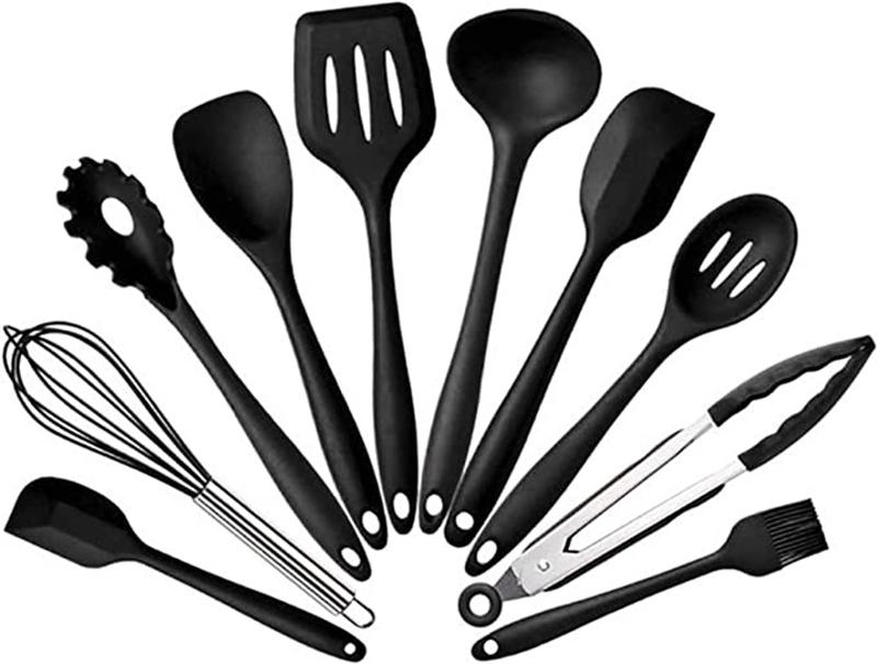 Jogo 10 Colheres De Silicone Cabo Inox Utensílios Cozinha - Bamberg ...