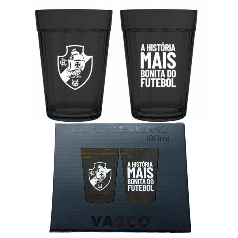 Jogo 2 Copos Americanos Vasco da Gama Prime Preto 190ml Luva com Caixa ...