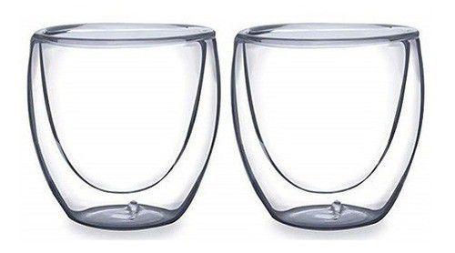 Jogo 2 copos Transparente Dupla Vidro 100ml Café Chá - Casambiente ...