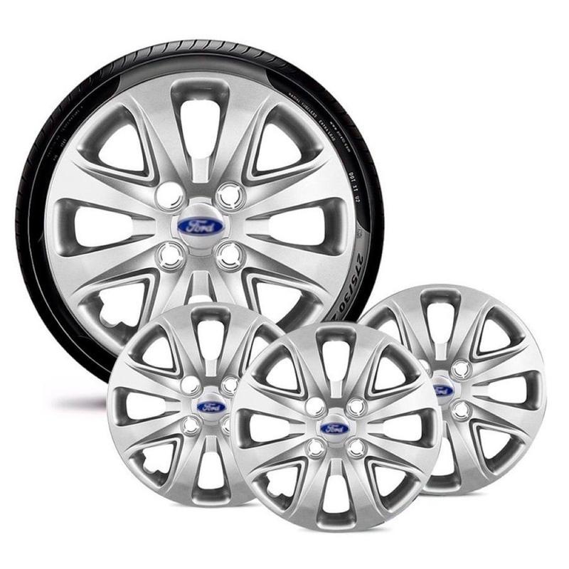 Jogo 4 Calota Carros Ford Todos Aro 14 Prata Emb Prata - GFM - CALOTA ...