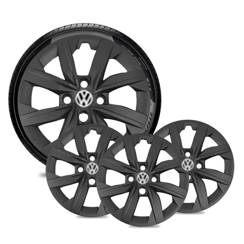 Jogo 4 Calota Vw Volkswagen Aro 14 Preta Fosca Escolha Carro - GFM ...