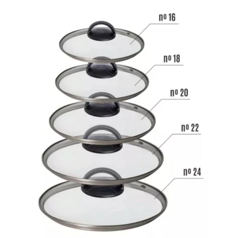 Jogo 5 Tampas De Vidro 16 Cm 18 Cm 20 Cm 22cm 24 Cm - DOCESAR - Tampa ...