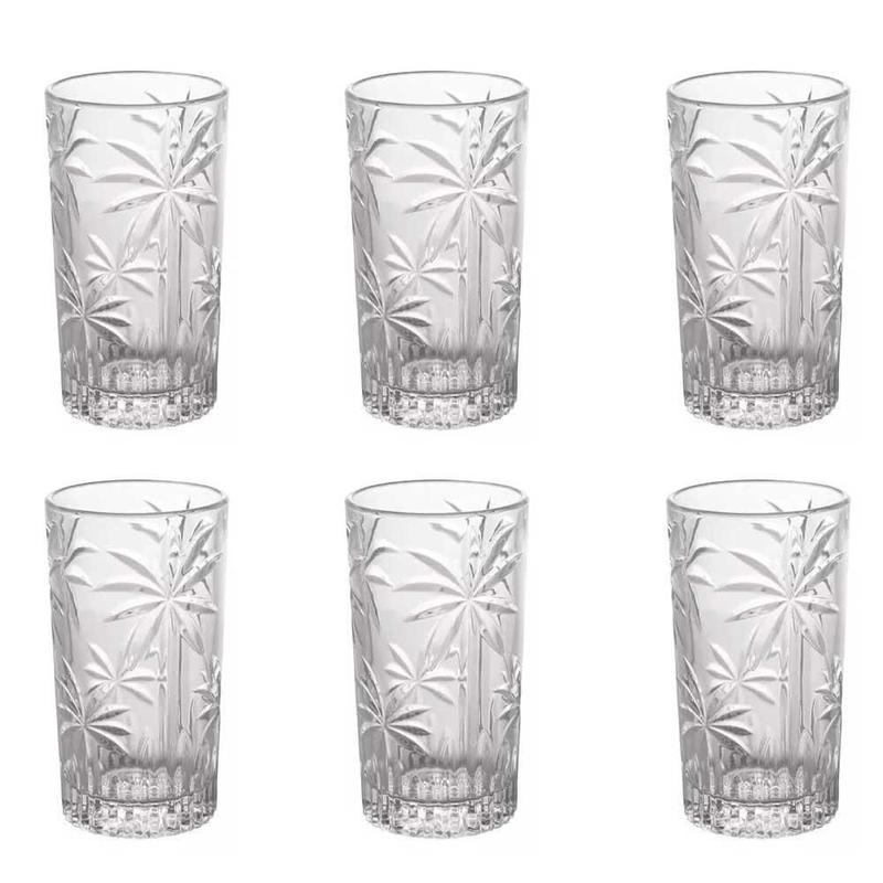 Jogo 6 Copos Altos Cristal Palm Tree Transparente 330ml Wolff - Copos ...