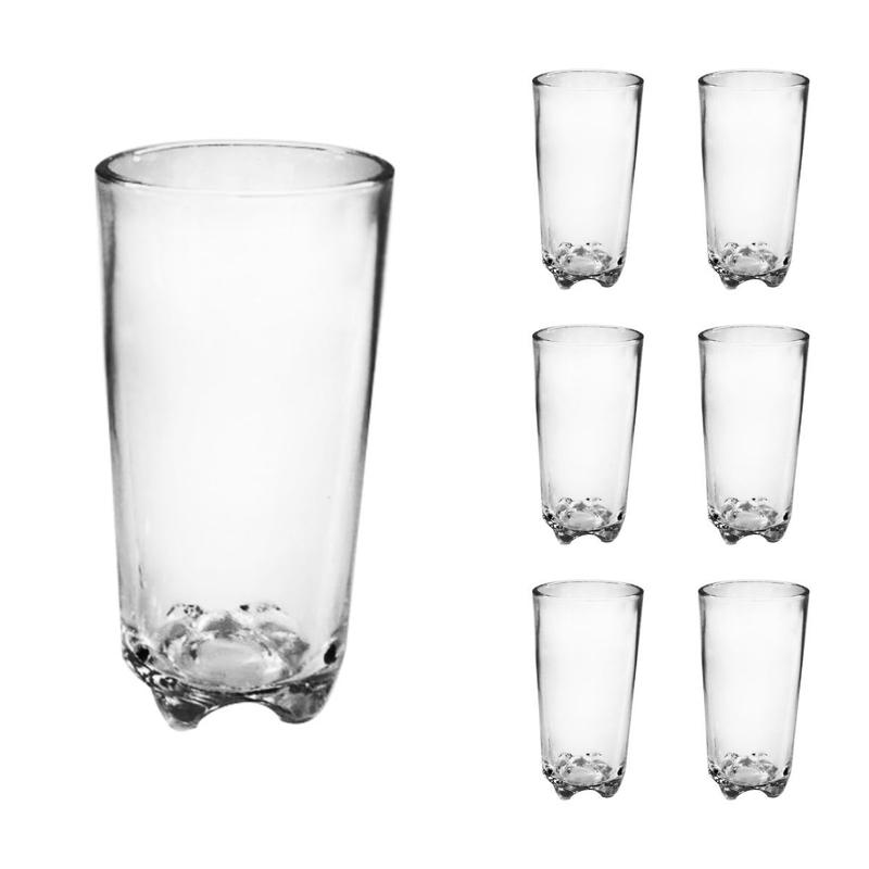 Jogo 6 Copos Chiques 250ml Selvana Drinks Vidro Agua e Suco - Marilar ...