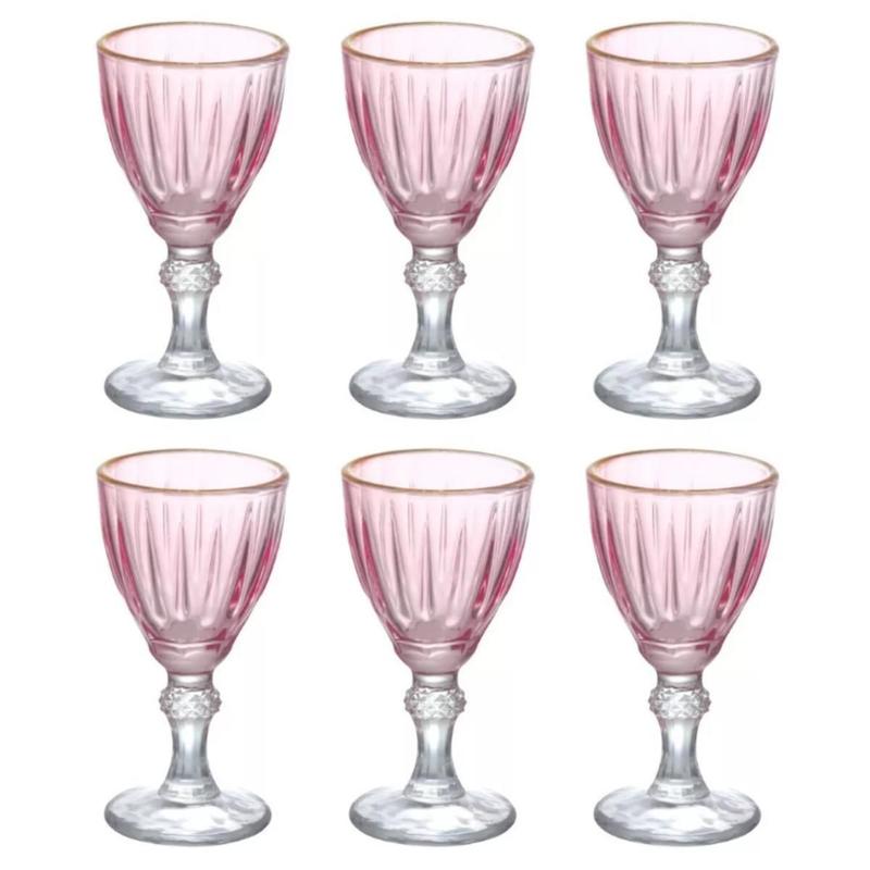 Jogo 6 Peças Mini Taças 55ml Borda dourada Vidro Licor Shot - HAUSKRAFT ...