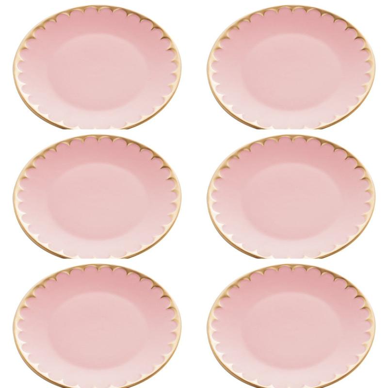 Jogo 6 pratos raso 27 cm de porcelana EGG rosa Matt Wolff - 17729 ...