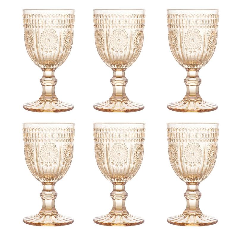 Jogo 6 Taças Para Vinho Bon Gourmet Aubusson Vidro Âmbar 240ml - Taças ...