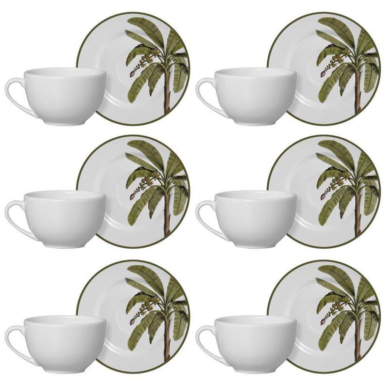 Jogo 6 Xícaras de Chá com Pires Alleanza Malibu 200ml Faiança ...