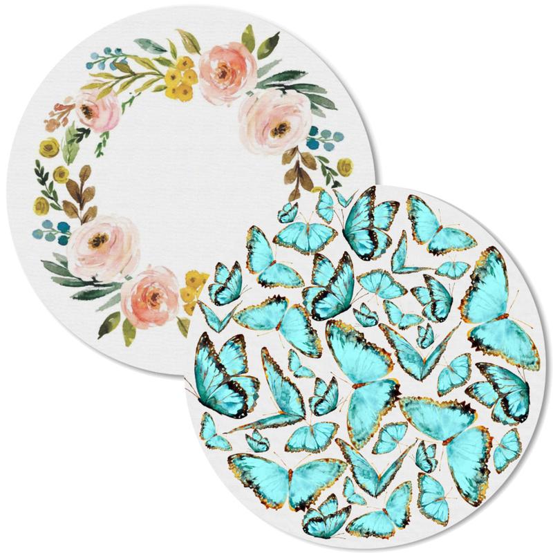 Jogo Americano Papel Circular Floral/Borbo 12 Un Dupla Face - Leaf Decor - Jogo Americano ...