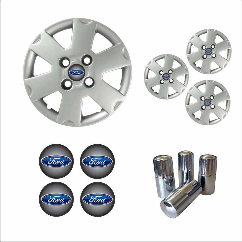 Jogo Calota Aro 13 Ka 2003 Ford + Emblema Resinado + Tampa Ventil ...