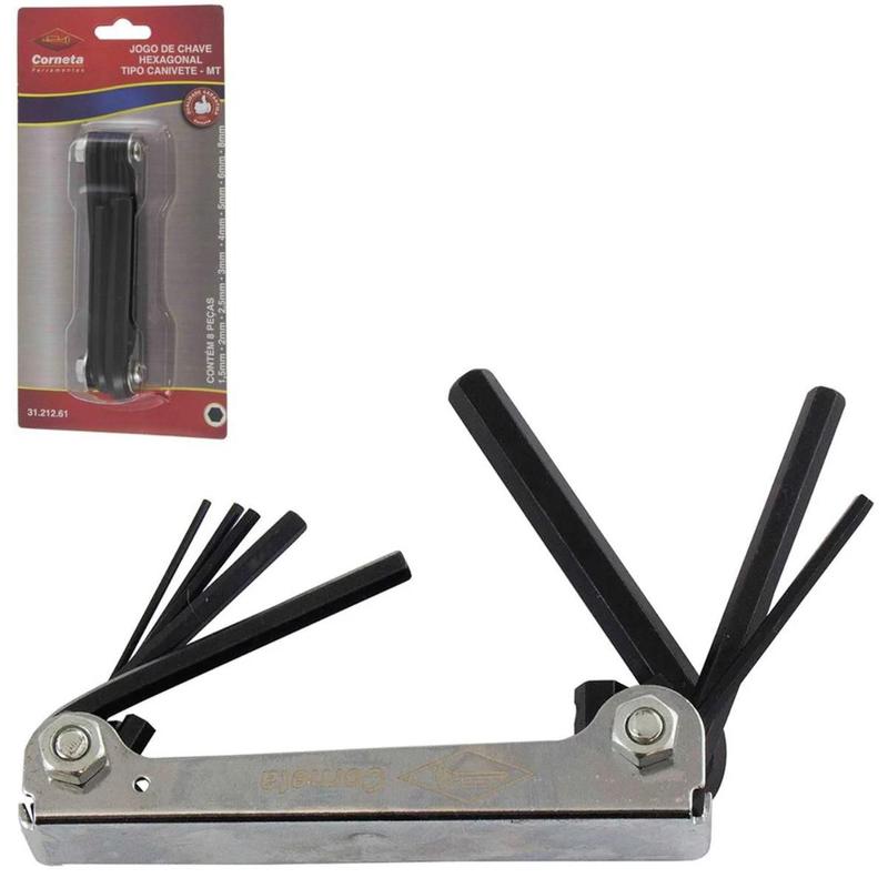 Jogo Chave Allen Hexagonal tipo Canivete de Metal 1,5 A 8mm Corneta ...