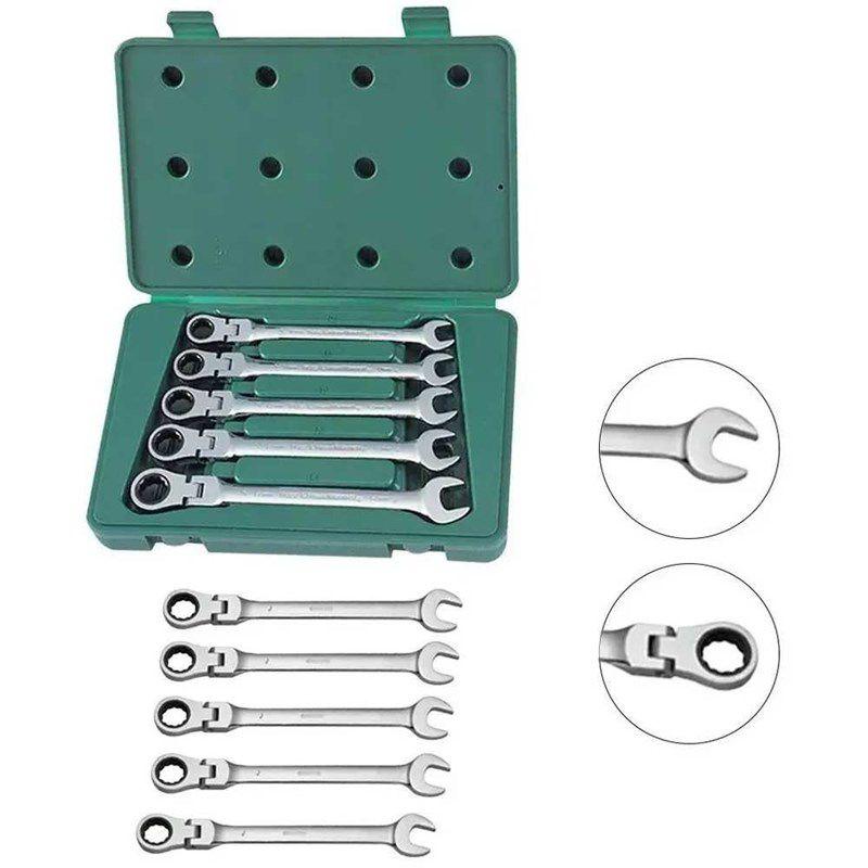 Jogo Chave Combinada Catraca Cabeça Flexível 5 Pçs 10 ao 14mm ...