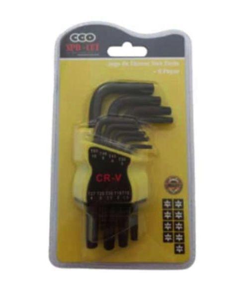 Jogo chave torx aço com furo curta com 9 peças T10 A T50 Spd Cut ...