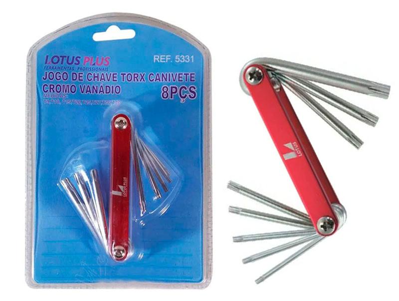 Jogo Chave Torx Furo Guia 8 peças T9 A T40 Aço Cromo Vanádio - Lotus ...