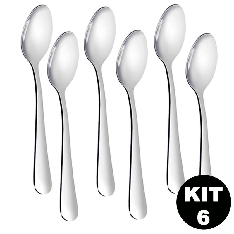 Jogo Colher de Sopa Mesa Aço Inox Grande Para Cozinha Conjunto Café Chá ...