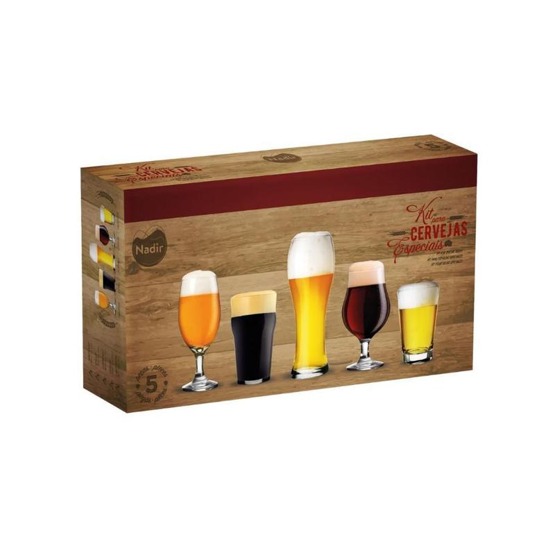 Jogo Copos Taças Vidro Cerveja Chopp Chope Kit 5 pçs - NADIR - Copo de ...