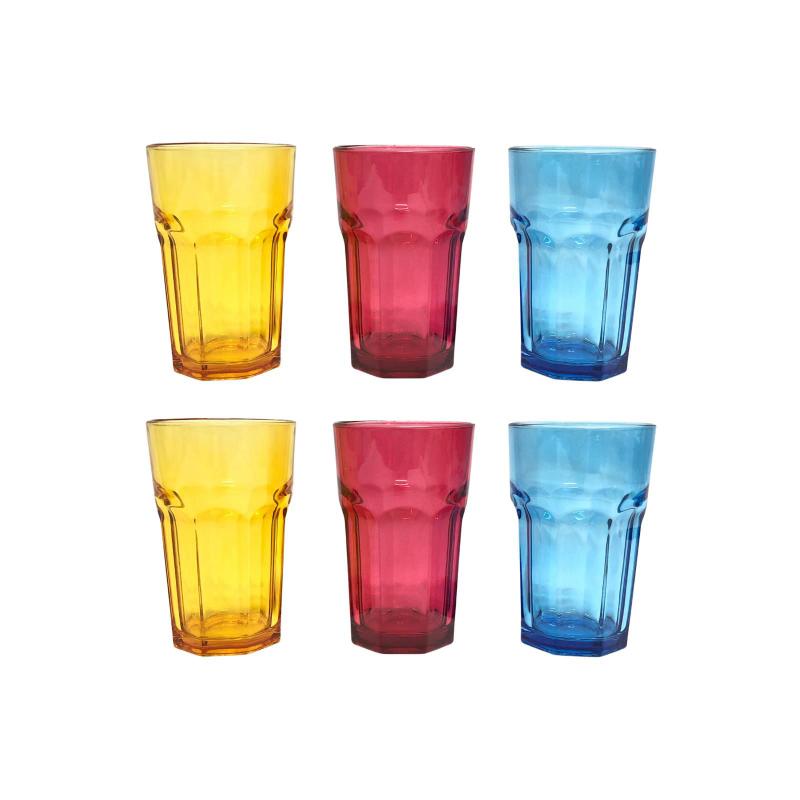 Jogo Copos Vidro Colorido 6 Peças 310ml Super Diferente Moda - CRF Home ...