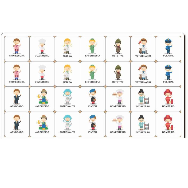 Jogo Da Memória Profissões Brinquedo Educativo Em Madeira - Zaramela ...
