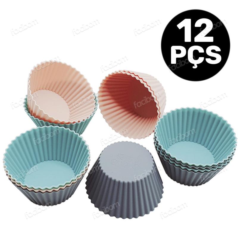 Jogo De 12 Formas Para Muffins Em Silicone - Facibom - Formas e ...
