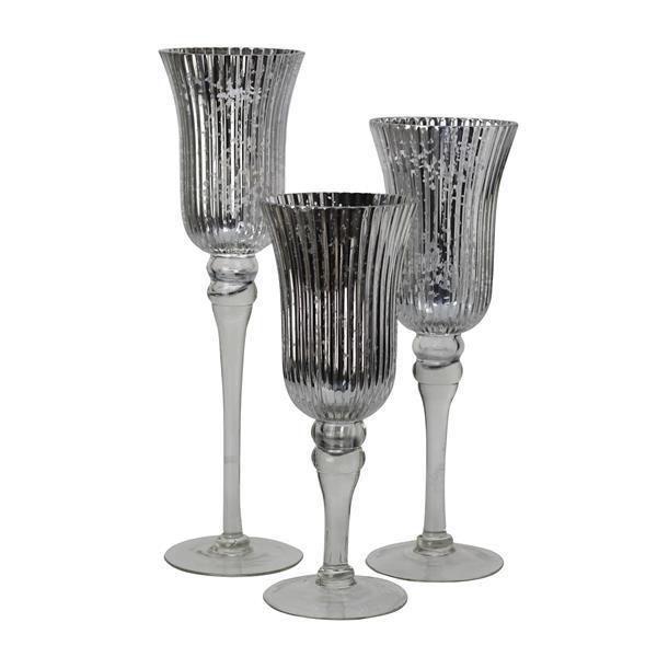 Jogo De 3 Castiçais De Vidro Prata 30/35/40Cm - Xi An Foreign Trade And ...