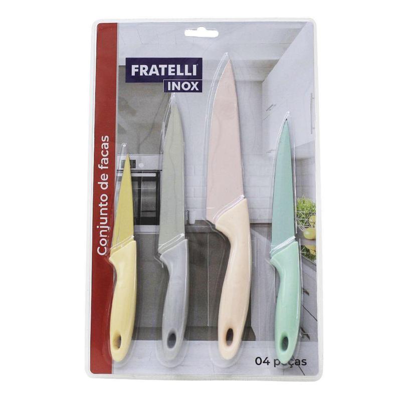 Jogo De 4 Facas De Cozinha Coloridas Aço Inox cozinha - Fratelli ...