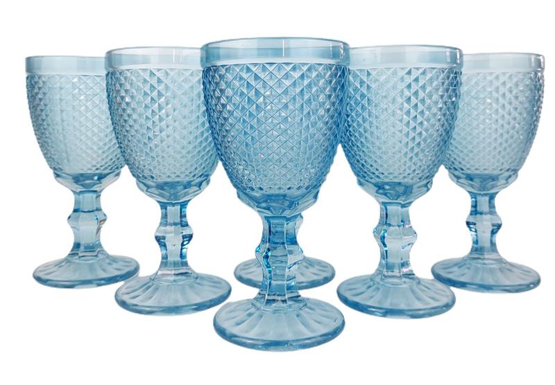 Jogo de 6 Taças Vidro Bico de Jaca Azul 320ml - Hauskraft - Taças ...