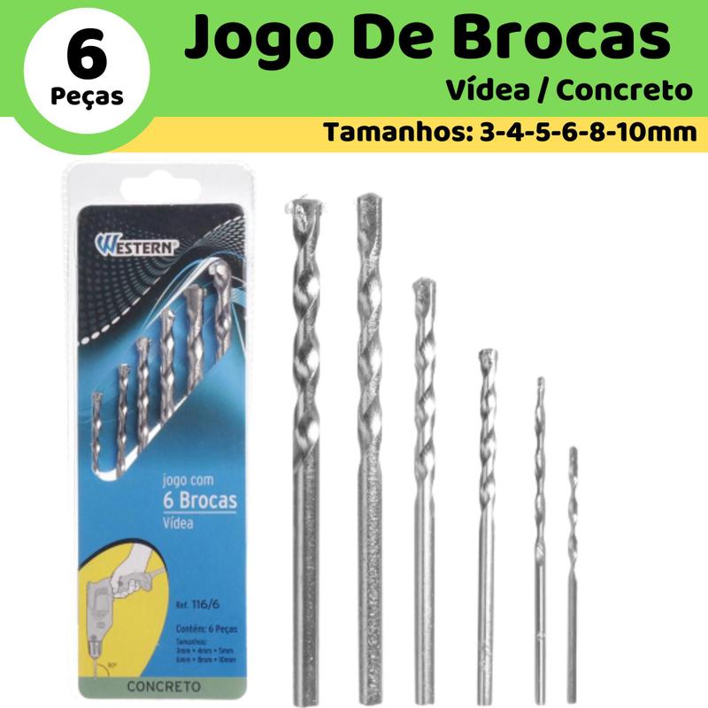 Jogo De Brocas Videa Widea Furadeira Para Concreto Kit 6 Peças Aço ...