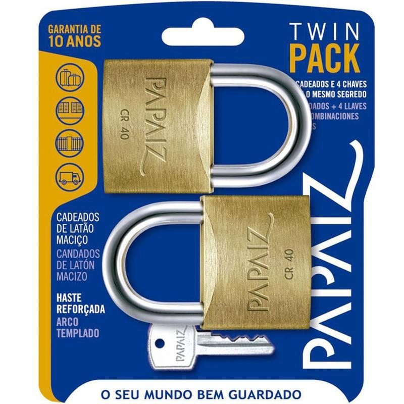 Jogo de Cadeado em Latão Twin Pack 40mm com 2 Peças - Papaiz - Cadeados ...