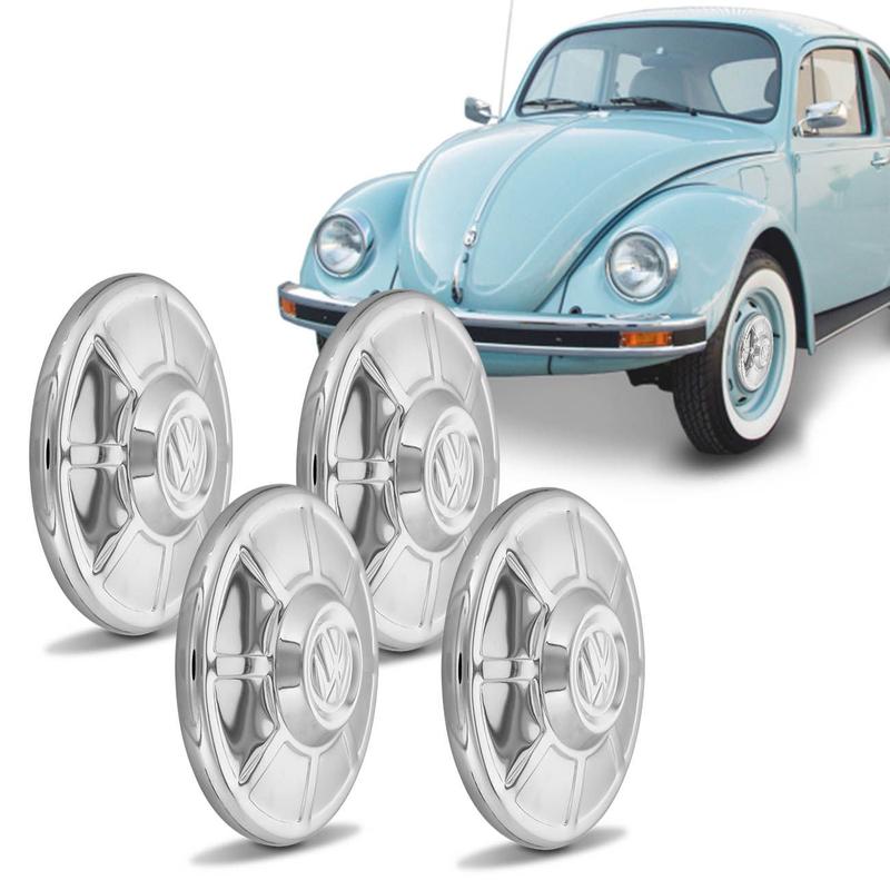 Jogo de Calota Aro 15 Luxo Fusca 1953 a 1996 Kombi 1962 a 2014 Cromado ...