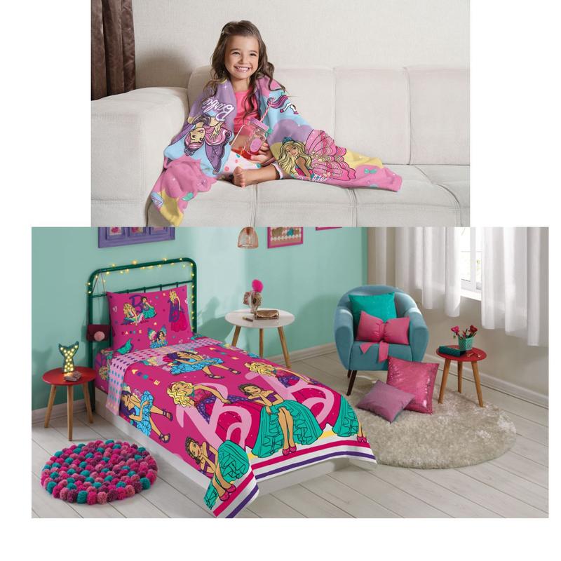 Jogo De Cama Barbie Reinos Mágicos E Manta Barbie Lepper - Jogo de Cama ...