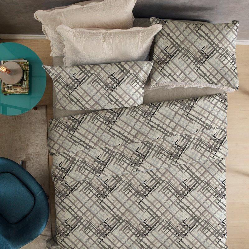 Jogo de Cama Casal 4 peças 180 Fios Supercal Spot Grid - Corttex - Jogo ...