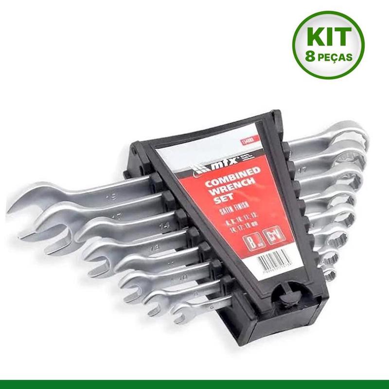 Jogo De Chave Combinada Em Aço Cromo Vanádio Com Suporte 8 Peças - MTX ...