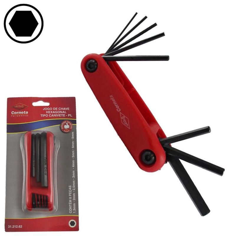 Jogo de Chave profissional tipo Canivete 8pçs opções: Allen / Torx ...