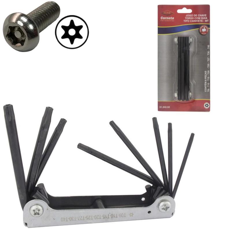 Jogo de Chave Profissional Tipo Canivete de Metal Torx T9 A T40 opção ...