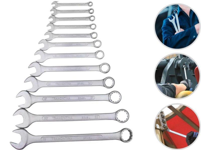 Jogo De Chaves Combinada Eda 1WT 12 Peças Aço Carbono Cromado - Chave ...