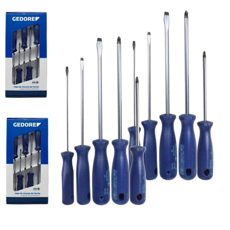 Jogo de chaves de Fenda Simples e Cruzada com 10 Peças Gedore - Jogo de ...